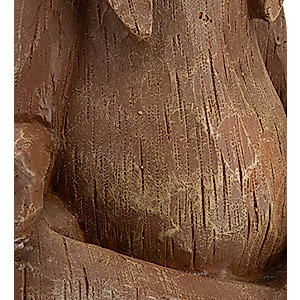 Wind & Weather Indoor/Outdoor Long-Eared Rabbit Garden Statue in Cross-Legged Meditating Yoga Pose Cast in Resin Designed to Look Like Hand-Carved Wood, 11½"L x 7" W x 14¼"H