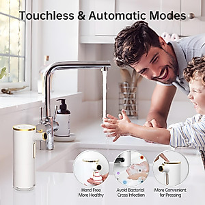 VOVGUU Automatic Soap Dispenser Touchless Rechargeable 300ml/10.14OZ Electric Dispenser with 3 Levels of Adjustable Sensor Foaming Soap Dispenser