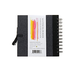 Shizen Design Watercolor Book Black Paper Cover 6 in. x 6 in. 24 Sheets