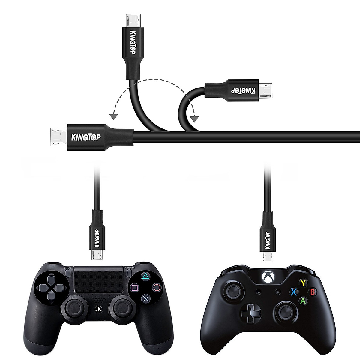 2 pack 9.8ft Charging Cable for PS4 and Xbox One Controller Kingtop USB Charge Cord for Playstation 4 DualShock Xbox One Controller Android Smartphone