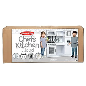 Melissa & Doug Wooden Chef’s Pretend Play Toy Kitchen With “Ice” Cube Dispenser – Cloud White - FSC Certified