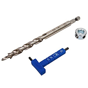 Kreg KPHA308 Easy-Set Pocket Hole Drill Bit with Stop Collar & Gauge/Hex Wrench