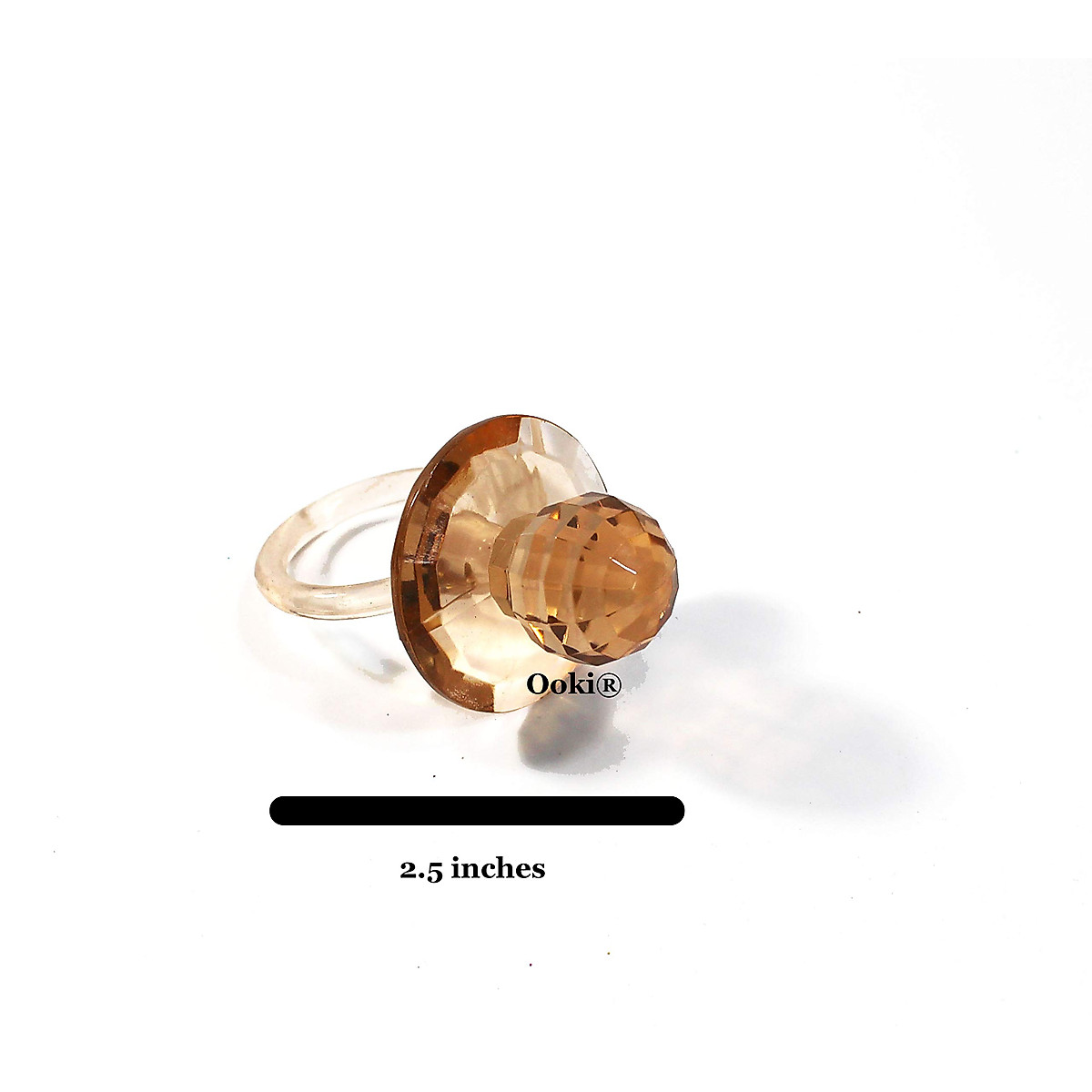 Ooki® 50 Pieces 2.5 inches Crystal 3D Diamond Clear Blue Pink Purple Cut Prism Acrylic Pacifier Baby Shower Bridal Wedding Birthday Party Favor Gift Table Games Decor (Brown)