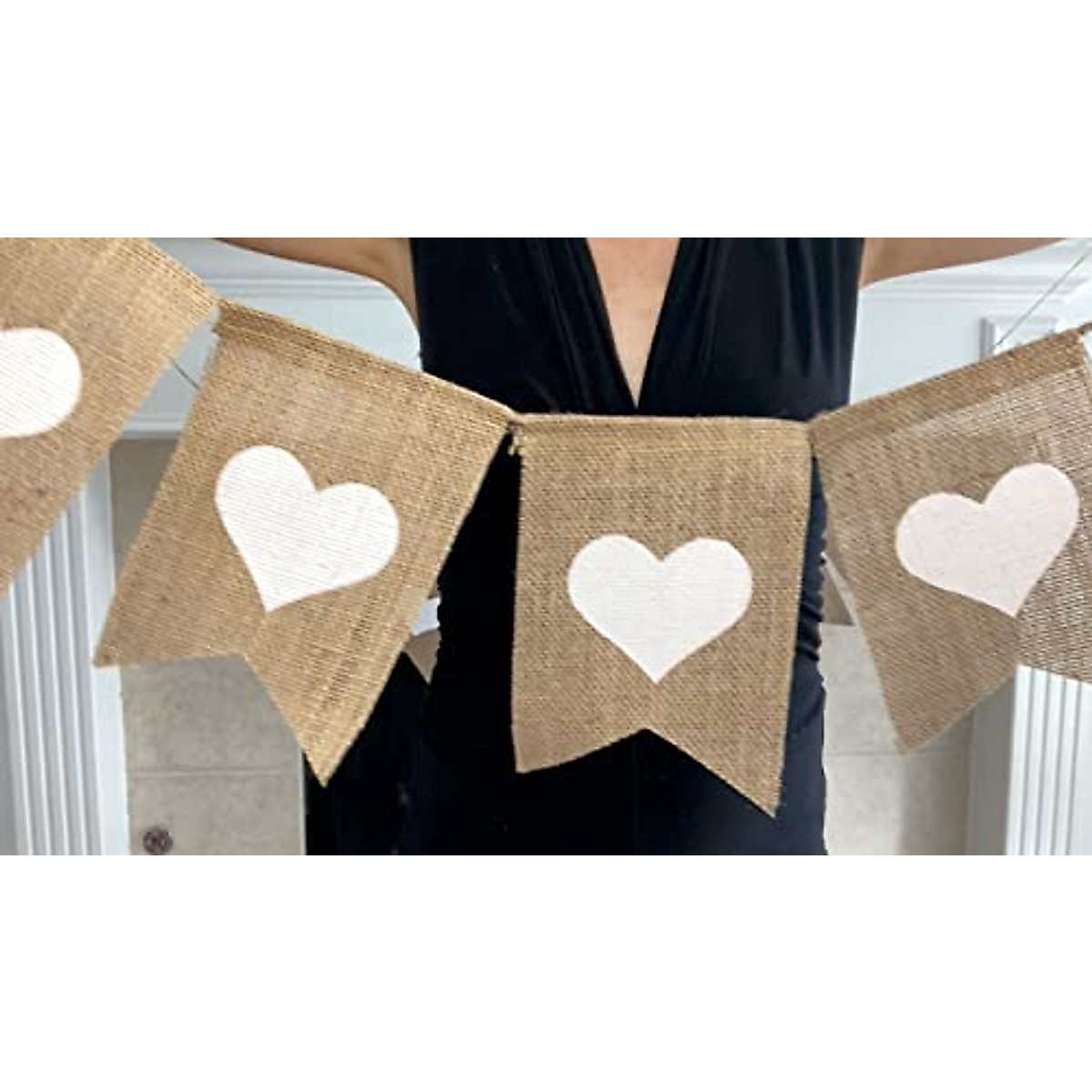 Shimmer Anna Shine Heart Burlap Banner Wedding Decorations Engagement Party Baby Shower Bridal Shower Birthday Party Supplies Valentines Day Anniversary Sign