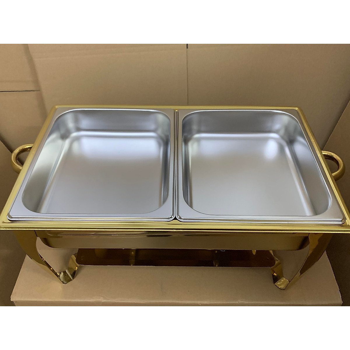 HONHPD Golden Chafing Dish Buffet Set, 9 QT Stainless Steel Food Warmer - 9 Liters Buffet Servers with Fuel Holder & Water Pan - Chafer Set for Banquet Parties Even Catering Wedding