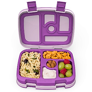 Bentgo® Kids Bento-Style 5-Compartment Lunch Box - Ideal Portion Sizes for Ages 3 to 7 - Leak-Proof, Drop-Proof, Dishwasher Safe, BPA-Free, & Made with Food-Safe Materials (Purple)