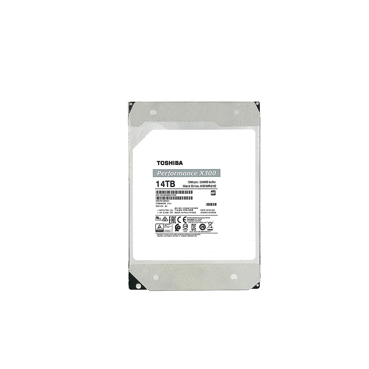 Toshiba X300 14TB Performance & Gaming 3.5-Inch Internal Hard Drive - CMR SATA 6 Gb/s 7200 RPM 256 MB Cache - HDWR21EXZSTA