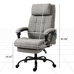 AVAWING Ergonomic Office Chair, Big and Tall Heated Massage Executive Office Chair, Adjustable High Back Cushion Lumbar Back Support Home Office Desk Chair with Foot Rest, 6-Point Vibration, Grey