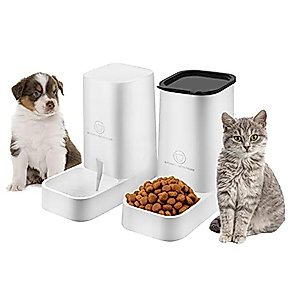 Dog or Cat Automatic Feeder Water Dispenser Set, Food Bowl Cat Food Container for Small, Medium and Large Cats and Dogs Food and Water Distribution