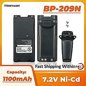 Vineyuan BP-209N NI-CD Battery Compatible for ICOM IC-A6 IC-A24 IC-V8 IC-V82 IC-U82 IC-F3GS IC-F4GS IC-F30GT IC-F12 IC-F21 IC-F22 BP-210 BP-222 BP-209N BP-210N BP-222N