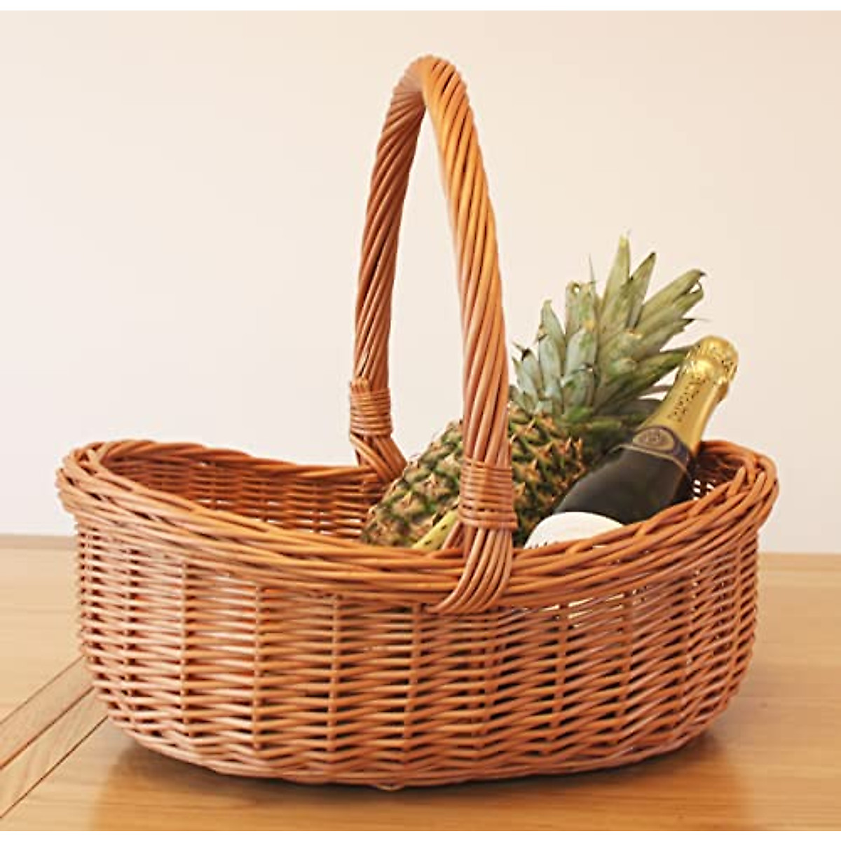 Prestige Wicker Willow Basket with Handle, Natural, 43x36x35 cm
