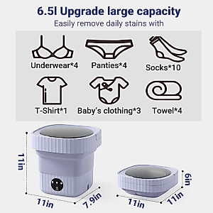Portable Washing Machine, Foldable Mini Washing Machine for Socks, Baby Clothes, Towels, Underwear Or Delicate Items, Ideal for Apartment, Dorm, Camping, RV Travel and More (purple)