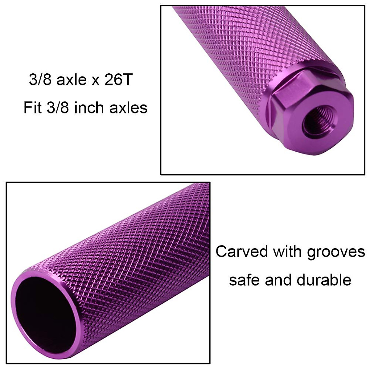 Vuwuma Amotor Bike Pegs Aluminum Alloy Anti-Skid Lead Foot Bicycle Pegs BMX Pegs for Mountain Bike Cycling Rear Stunt Pegs Fit 3/8 inch Axles (Purple) 11