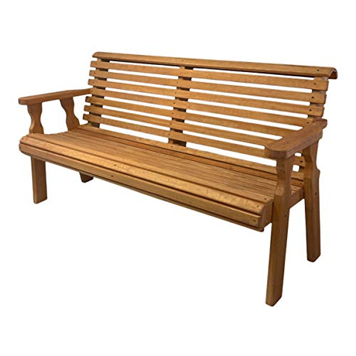 Amish Heavy Duty 800 Lb Roll Back Pressure Treated Garden Bench (4 Foot, Cedar Stain)