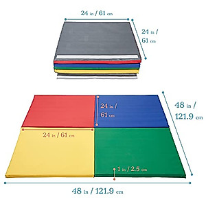 ECR4Kids SoftZone Quad Fold-N-Go Activity Mat and Patchwork Toddler Blocks, Beginner Playset, Assorted, 13-Piece