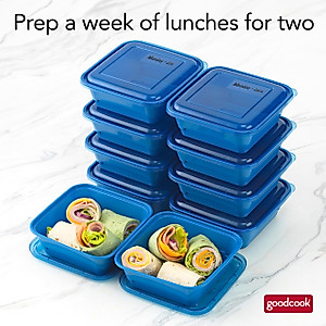 GoodCook Meal Prep 3 Cup Square, 20-Piece, Blue, Made without BPA