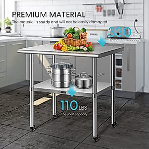 VIVOHOME 24 x 36 Inch Stainless Steel Work Table with Backsplash, Food Prep Commercial Table with Wheels for Restaurant, Hotel, Home and Warehouse