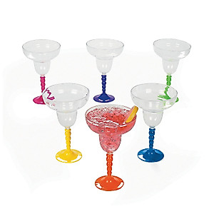 Fun Express Plastic Margarita Glasses - Set of 12 - Cinco de Mayo Party and Taco Party Supplies