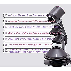 Supersonic Hair Dryer Premium Stand Holder ( Crab part : PU Coating) with Veil Cord Stand Organizer arrangement, Invisible Wire Storage Bathroom & Bedroom Stand Holder [Upgrade]