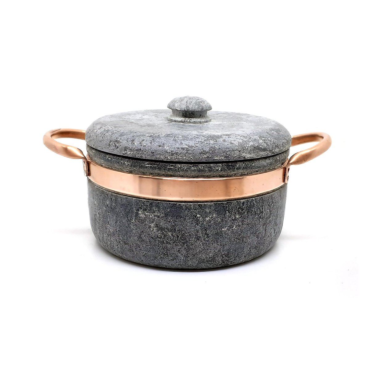 Cookstone 3 quarts Dutch oven with copper handles | Handcrafted from a block of pure soapstone | Unique, durable and eco-friendly | Non-toxic and Non-stick | THE GREEN ALTERNATIVE TO CAST IRON