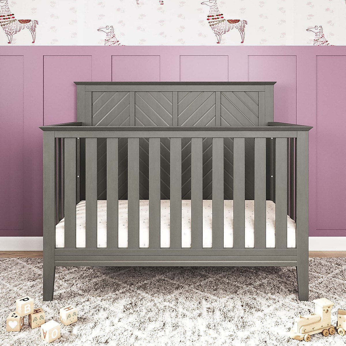 Child Craft Atwood 4-in-1 Convertible Crib, Baby Crib Converts to Day Bed, Toddler Bed and Full Size Bed, 3 Adjustable Mattress Positions, Non-Toxic, Baby Safe Finish (Lunar Gray)