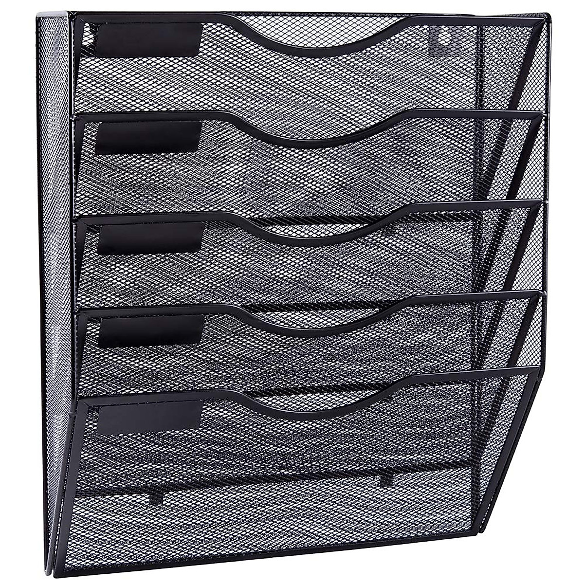EASEPRES 5 Pockets Mesh Wall File Holder Organizer Office Hanging Magazine Rack, Black