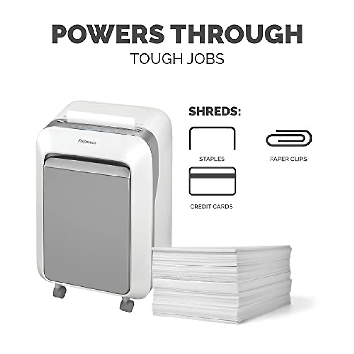Fellowes LX21M 16 Sheet P-4 Micro-Cut, Heavy Duty Paper Shredder for Office, 100% Jam Proof (White)