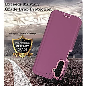 ONOLA Phone Case Compatible with Samsung Galaxy A14 5G with HD Screen Protector (2 Pack), Durable Shockproof 3-Layer Cover (WineRed Pink)