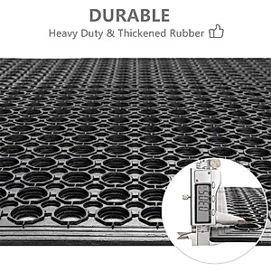 ROVSUN Rubber Floor Mat with Holes, 24''x 36'' Anti-Fatigue/Non-Slip Drainage Mat, for Industrial Kitchen Restaurant Bar Bathroom, Indoor/Outdoor Cushion (4 Packs)