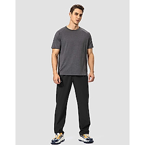 Pudolla Men's Workout Athletic Pants Elastic Waist Jogging Running Pants for Men with Zipper Pockets (Black 3XL)