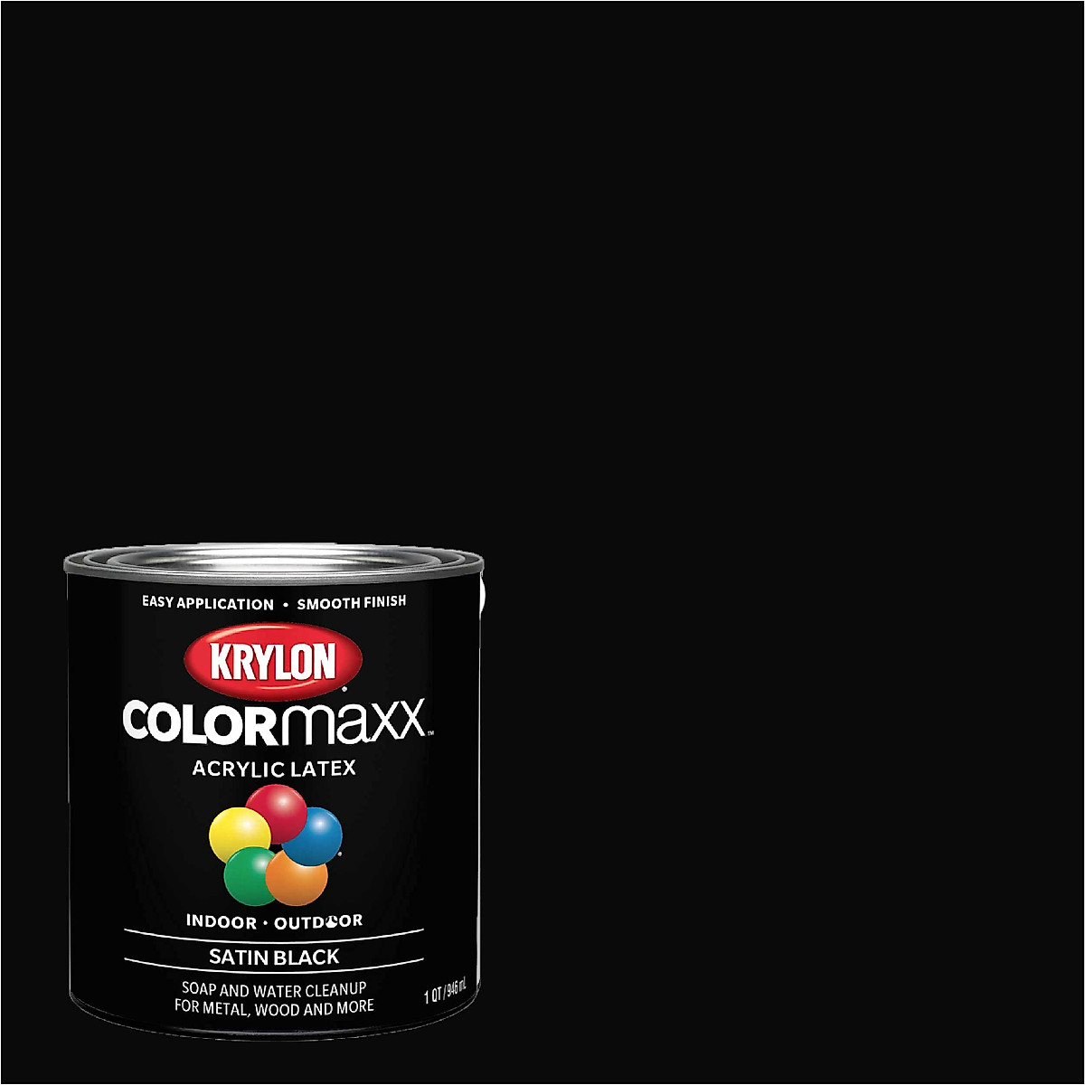 1/2 pt Krylon K05613007 Black COLORmaxx Paint & Primer, Satin