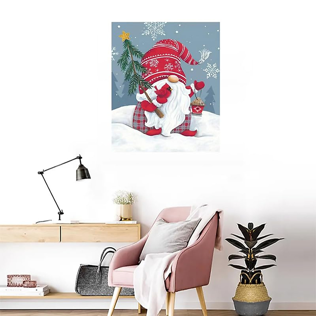 Christmas Gnome Stamped Cross Stitch Kits for Adults, Christmas Gnome Counted Pattern Needlepoint Kits Crafts Dimensions Cross-Stitch Stamped Kits Embroidery Kits Arts Craft Kits for Wall Art Gift