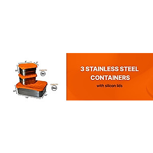 Anas Small Stackable Snack Containers | Leak-Proof Stainless Steel Containers With Lids (Rectangular)