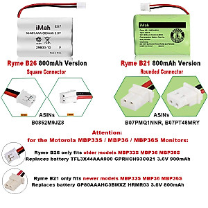 iMah Ni-MH Battery 29600-10 Replacement for Summer Infant Baby Monitor Wide View 28650 29000 29000A & Clear Sight 29040 29030