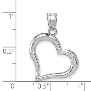 IceCarats 14K White Gold Heart Necklace Love Pendant Charm 25mm x 19mm Only