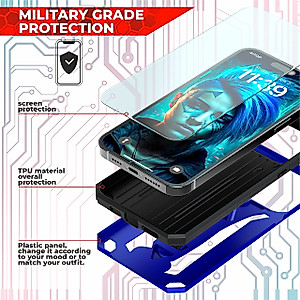 Kitoo Made in USA Defender Designed for iPhone 14 Pro Max Eco-Friendly Case with Kickstand and Screen Protector, Military Grade Shockproof 12ft. Drop Tested - Black