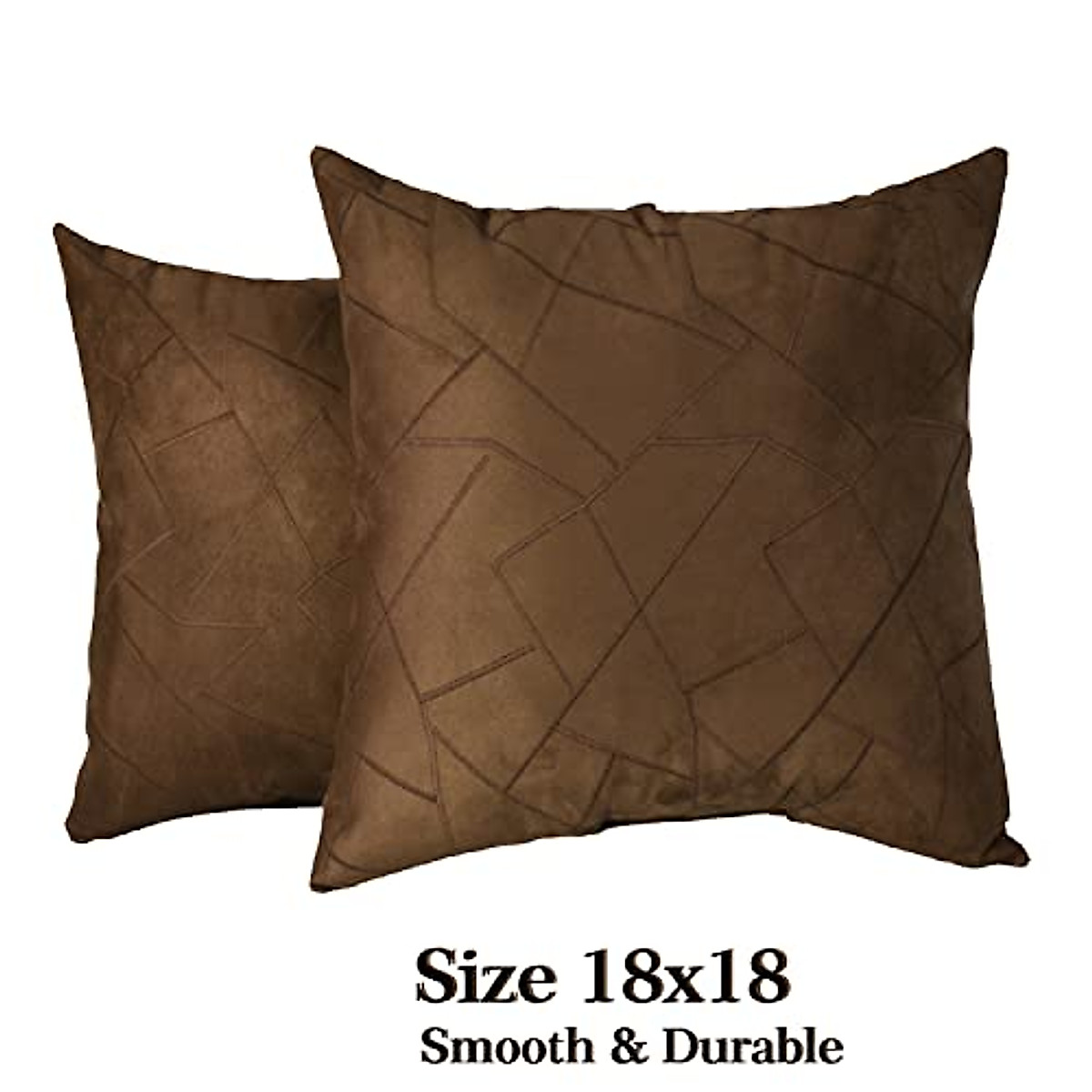 Microtex innovation- Set of 2 Throw Pillows with Stuffing Included, 18x18 Bed Pillows, Filled Embroidered Accent Cushions for Home Décor, Filling 100% Polyester Fiber, Made in USA (Brown)