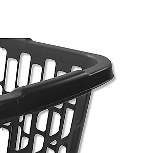 SEDLAV Laundry Hamper, 1.5 Bushel, Black, Rectangular Plastic Basket with Handles, Ideal for Laundry Room Organization