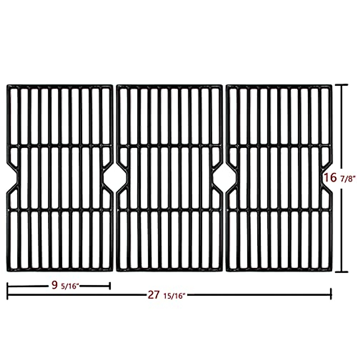 Hongso 16 7/8" Polished Porcelain Coated Cast Iron Grill Grates Replacement for Charbroil 463432215, 463436213, 463436214, 463436215, 463441312, 463441514, Thermos 461442114 Grills, PCH763