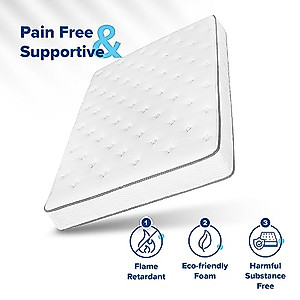 Olee Sleep 10 Inch Milky Way Tight Top Hybrid Spring Mattress, Full, White