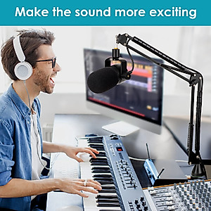 YOUSHARES Rode Podmic Stand with Pop Filter - Microphone Boom Arm with Foam Windscreen Improve Recording Quality