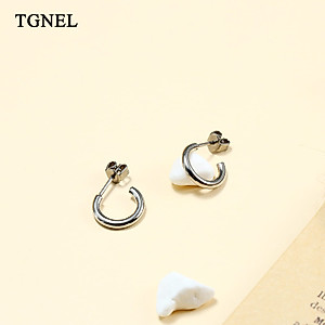 TGNEL Tiny Titanium Earrings Hoops Open C Titanium Hoops for Women Men, 2mm Thin Lightweight Round Surgical Grade Titanium Earrings Hypoallergenic for Sensitive Ear (9mm Silver)