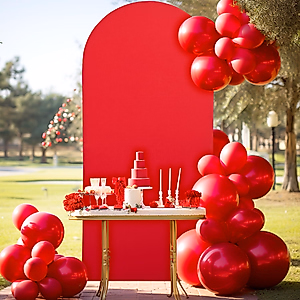 7.2FT Red Arch Backdrop Cover, Spandex Fitted Wedding Arch Stand Covers 2-Sided Round Top Chiara Arch Backdrop Cover for Wedding Ceremony Birthday Party Baby Shower Banquet Decoration