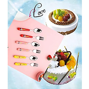 Meet Beauty Ding 1Set Stainless Steel Minnie Spoon Fork Set Pink Kid's Flatware with A Container Girl Children's Tableware Female Student's Cartoon Dinnerware Meal Tool（Made in China