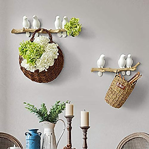 Sahobbiehop Hooks Wall Mounted White Stick, 4 Birds Hooks, 3 Birds Hooks, 2 Birds Hooks, Space Saving Hanger for Wall, Hooks to Hangs Bags,Coats,Scarves (White 4birds Hooks)…