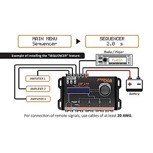 PRV AUDIO Car Audio DSP 2.4X Digital Crossover and Equalizer 4 Channel Full Digital Signal Audio Processor DSP with Sequencer Remote Relay