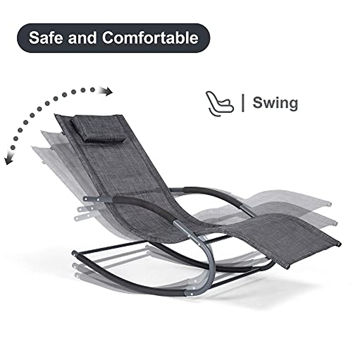 Mansion Home Outdoor Lounge Chair, Chaise Lounge for Patio & Lawn, Pool Lounge Chairs with Removable Pillow, Dark Grey