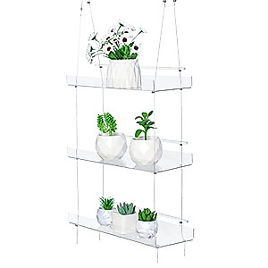 Clear Hanging Window Plant Shelves,Indoor Windows Wall Hanging Plant Stand Flower Display,Flower Pot Organizer Storage for Window Grow Herbs,Microgreens,Succulents,Flower (3 Layer)