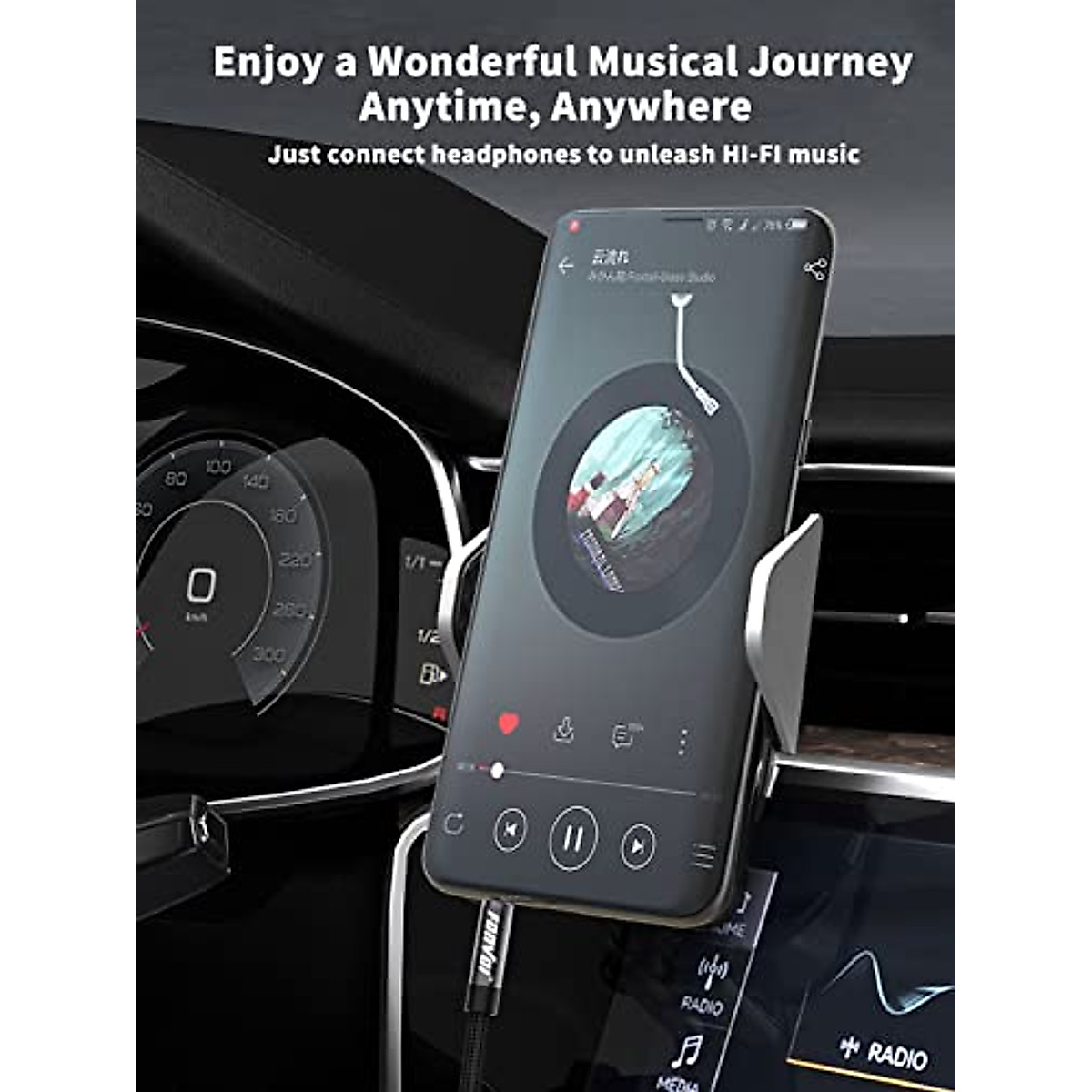 FONVOi 2 Pack AUX Cable(4FT,1.2M), Braided 3.5mm Audio AUX Cord for Car,3.5mm Male to Male Stereo Cable, Compatible with:Headphones, Phones, iPod,Car Audio,MP3 and More