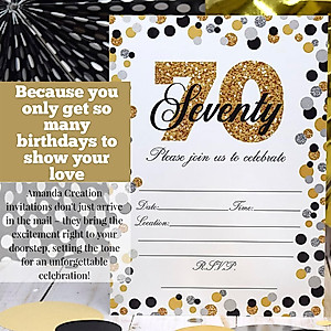 Confetti Polka Dot 70th Birthday Party Invitations, 20 5x7 Fill In Cards with Twenty White Envelopes by AmandaCreation